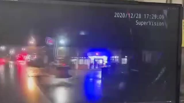 Truck veers off road and crashes into police station at stormy night ...